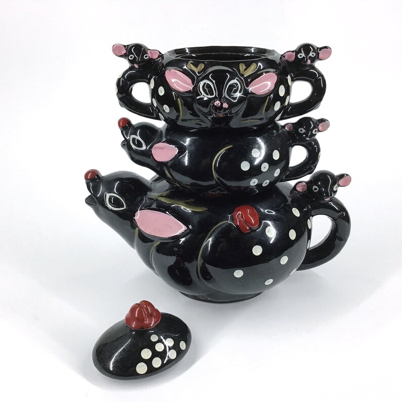 MCM Rudolph the Red Nosed Reindeer Christmas Tea Pot, Creamer, Sugar ...