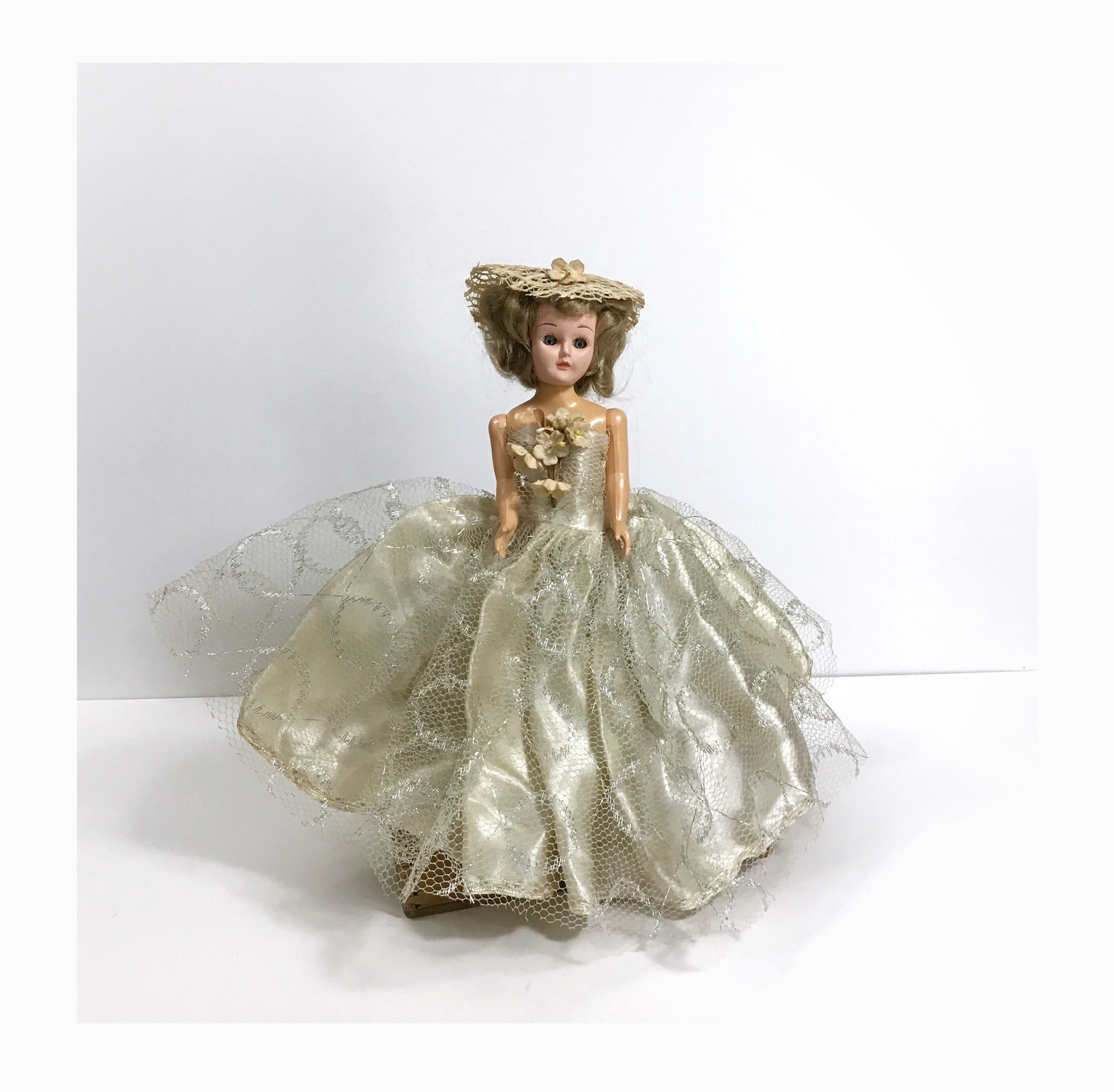 MCM Fashion Doll in Champagne Satin Gown W/ Silver Netting - Etsy