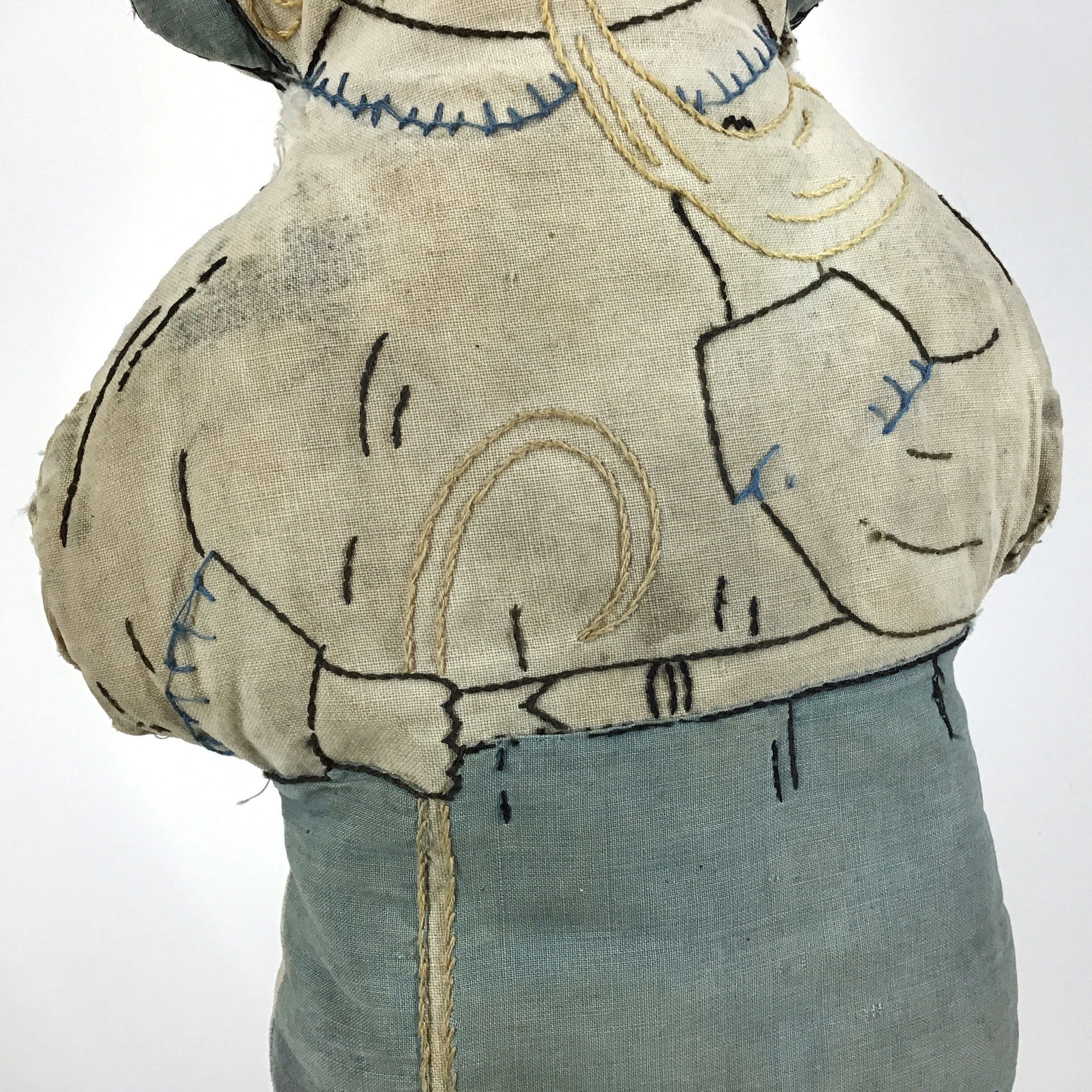 Antique Little Boy Blue Embroidered Doll Boy W/ Horn & Shepherd's Crook ...