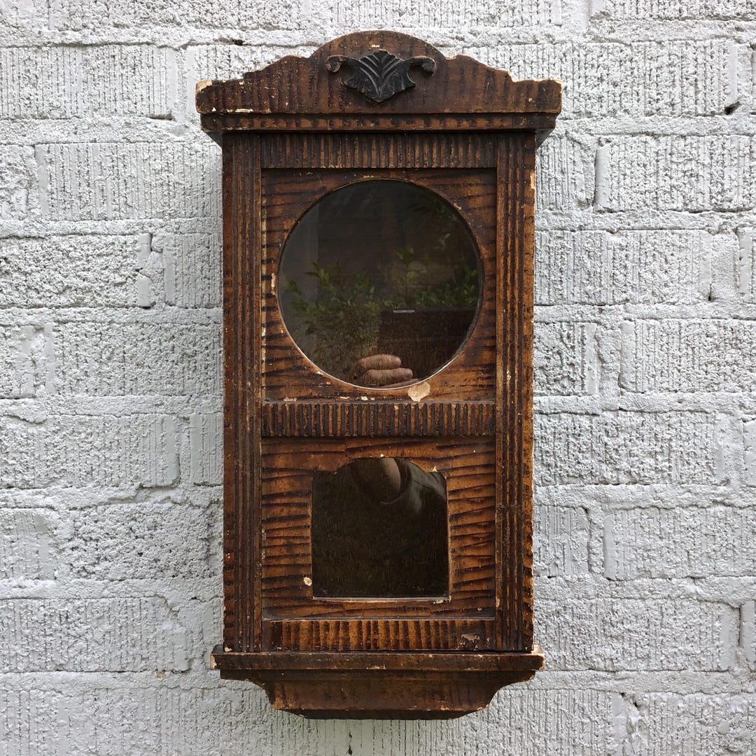 Antique Folk Art Wood Case for Pendulum Wall Clock - Empty 19th C. Hand ...