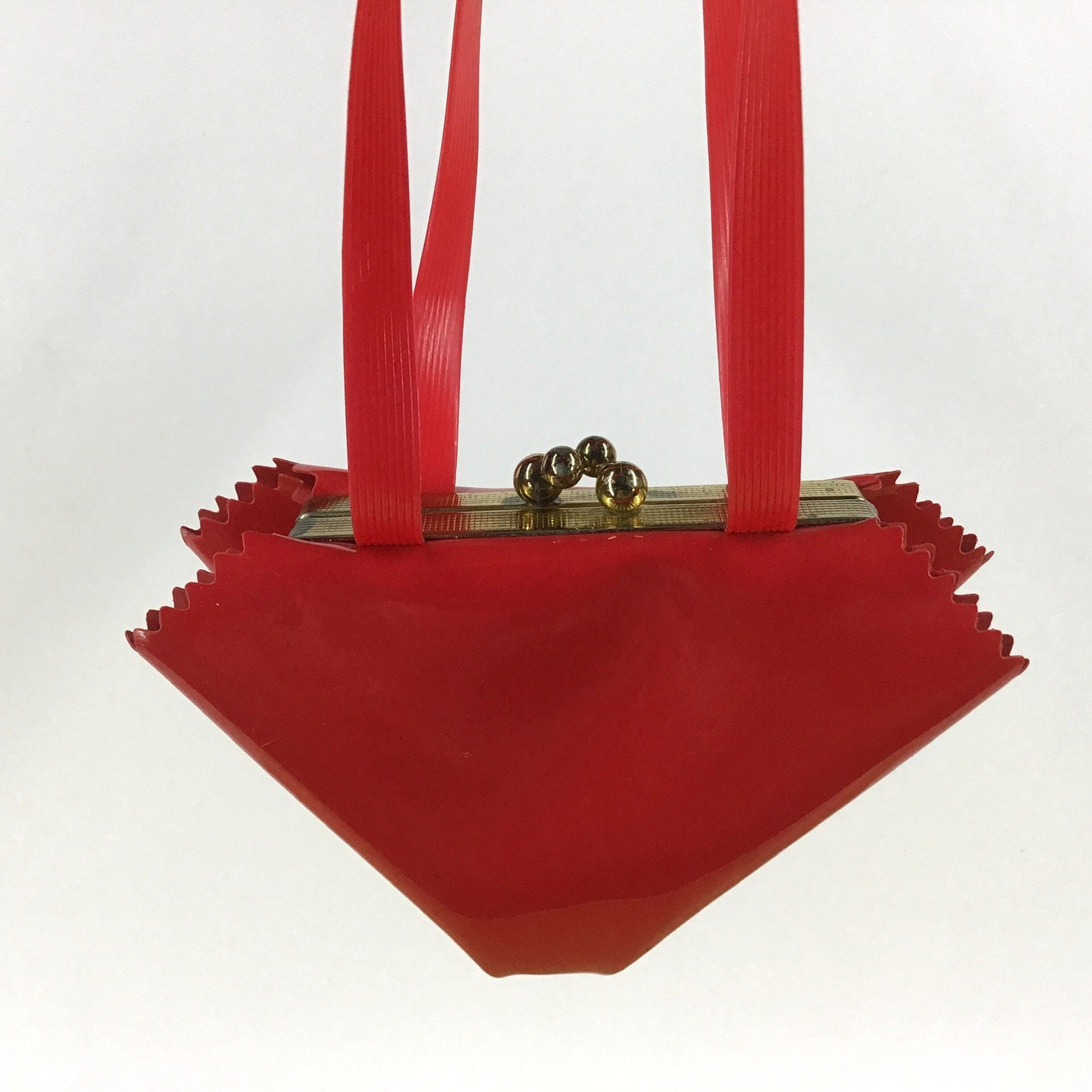 Vintage Cherry Red Geometric Vinyl Purse Midcentury Modern Atomic Space ...