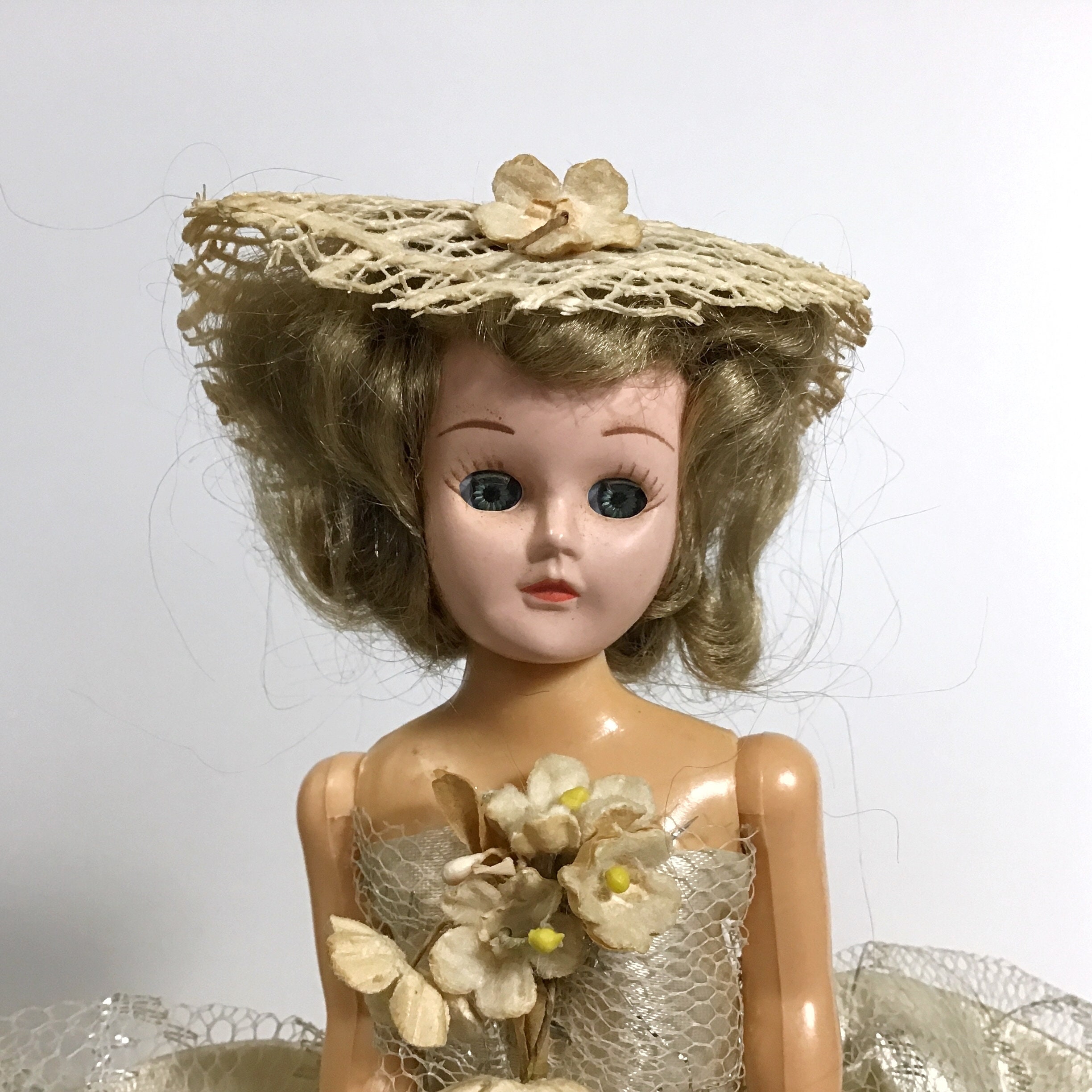 MCM Fashion Doll in Champagne Satin Gown W/ Silver Netting - Etsy