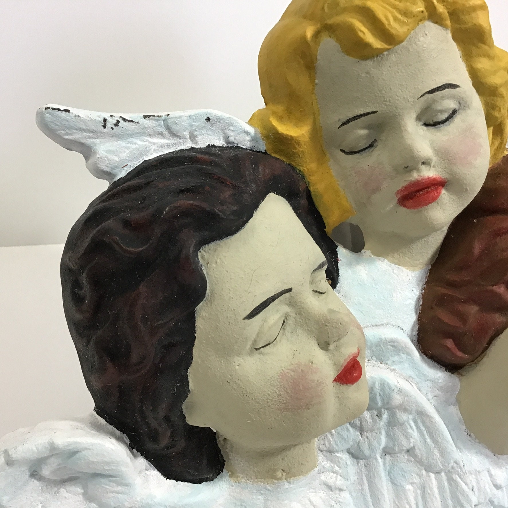 3 Sleeping Angels - Hand Painted Cast Iron Wall Plaque - Folk Art ...