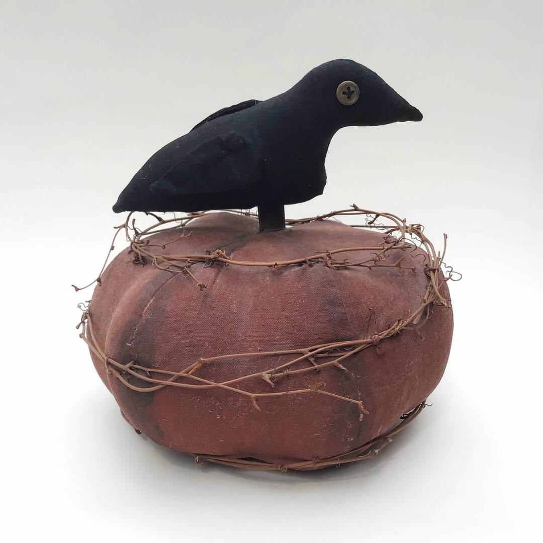 Primitive Crow and Pumpkin Soft Sculpture by Honey & Me - Farmhouse ...