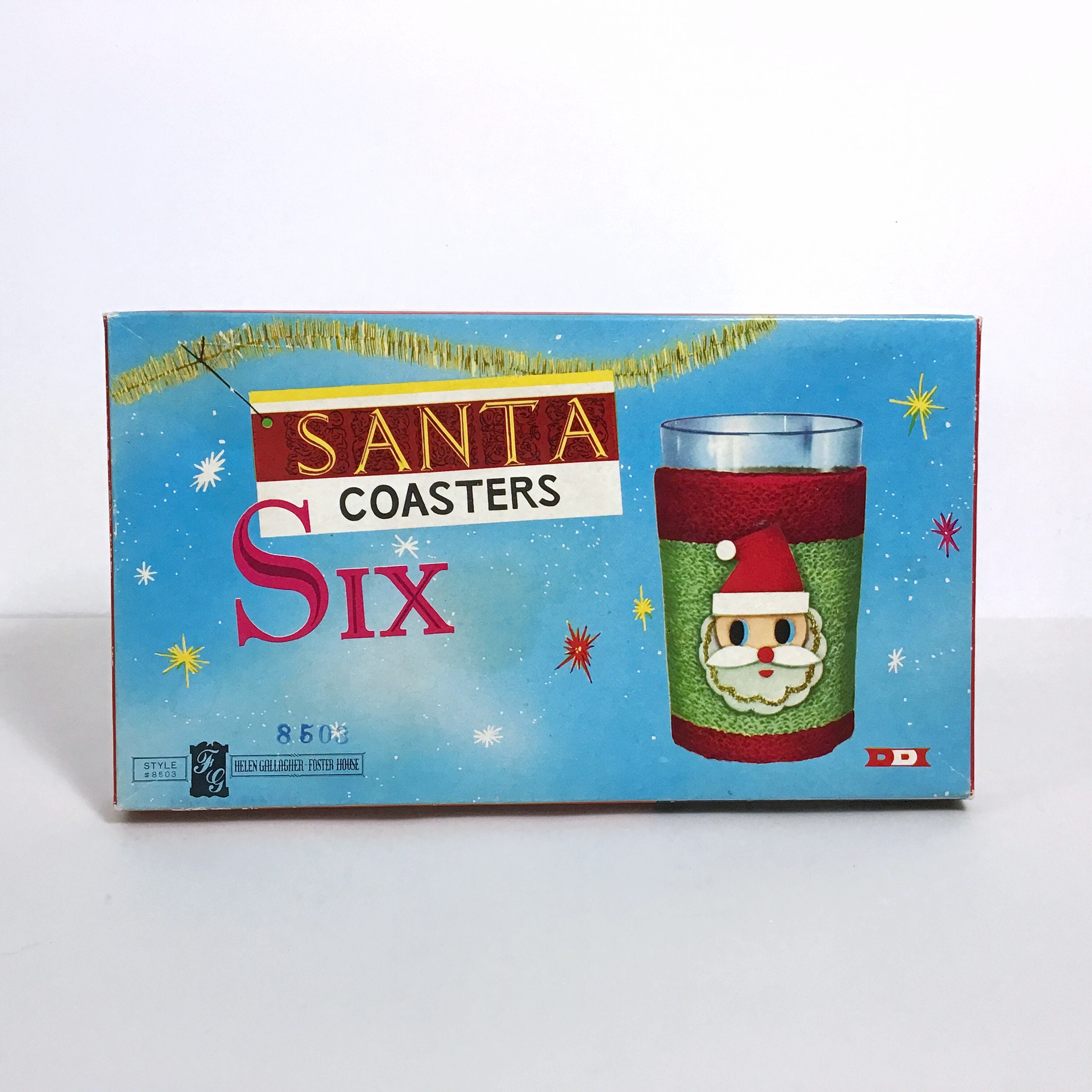 Vintage MCM Santa Coasters Dan-dee Imports - Set of 6 Santa Cup Cozies ...