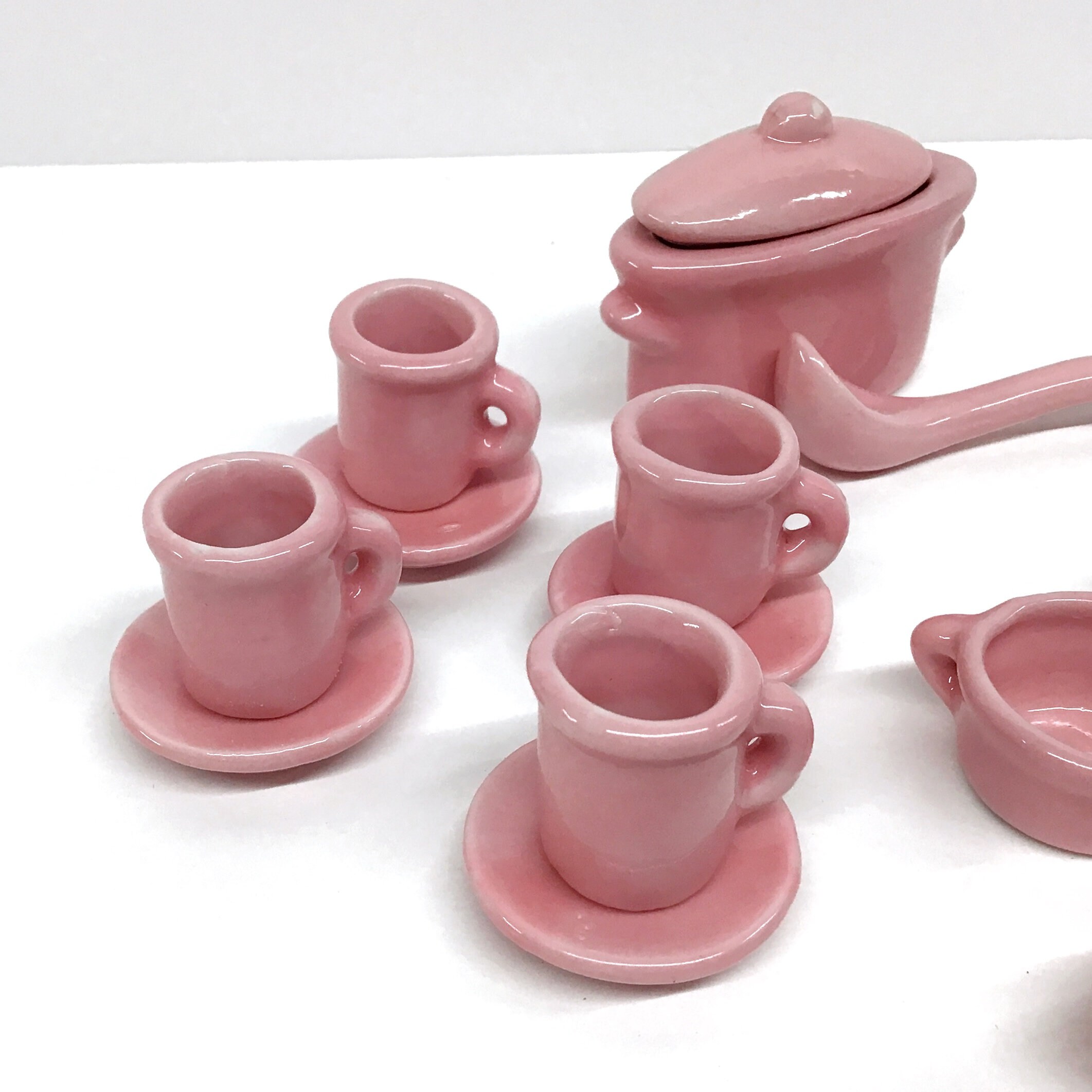 Vintage Pink Miniature Toy Tea Set 14 Piece Mixed Lot Porcelain ...