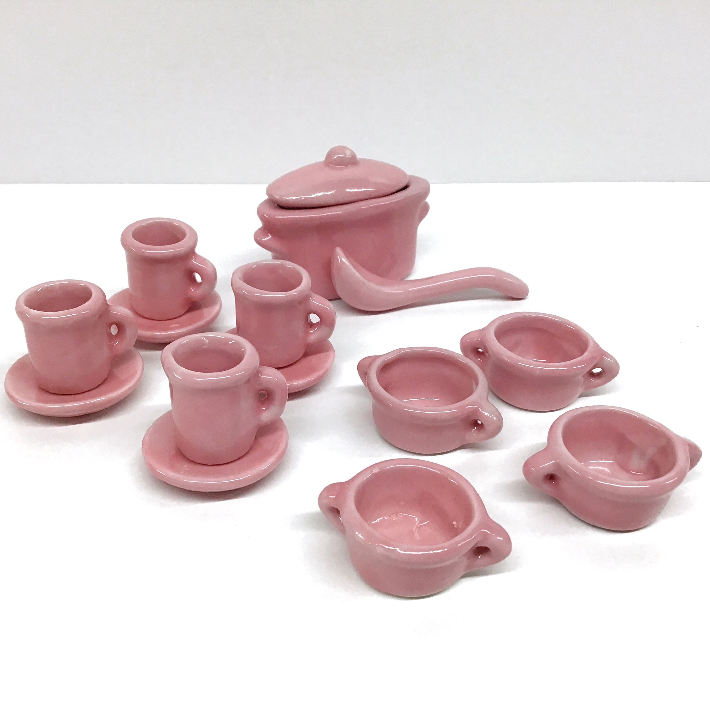 Vintage Pink Miniature Toy Tea Set 14 Piece Mixed Lot Porcelain ...