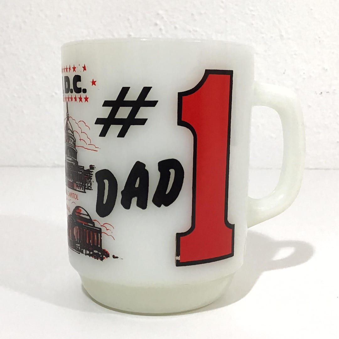 Vintage 1980s Anchor Hocking #1 Dad Washington DC Milk Glass Souvenir ...