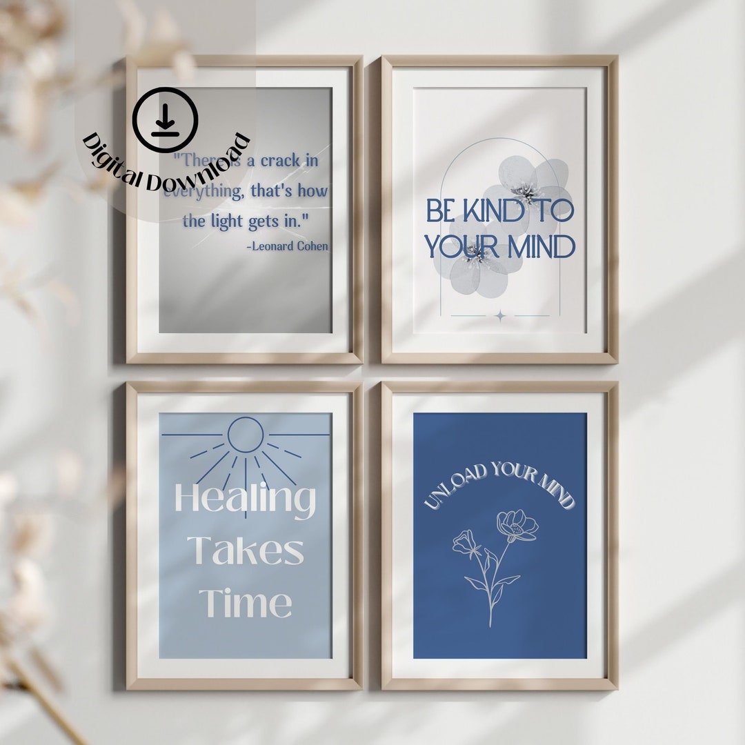 Inspirational Quotes Artworks, Therapist Room Decor Bundle, Set of 4 ...