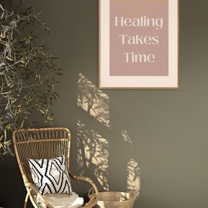 Therapist Office Decor Printable Art Poster, Healing Takes Time Quote ...