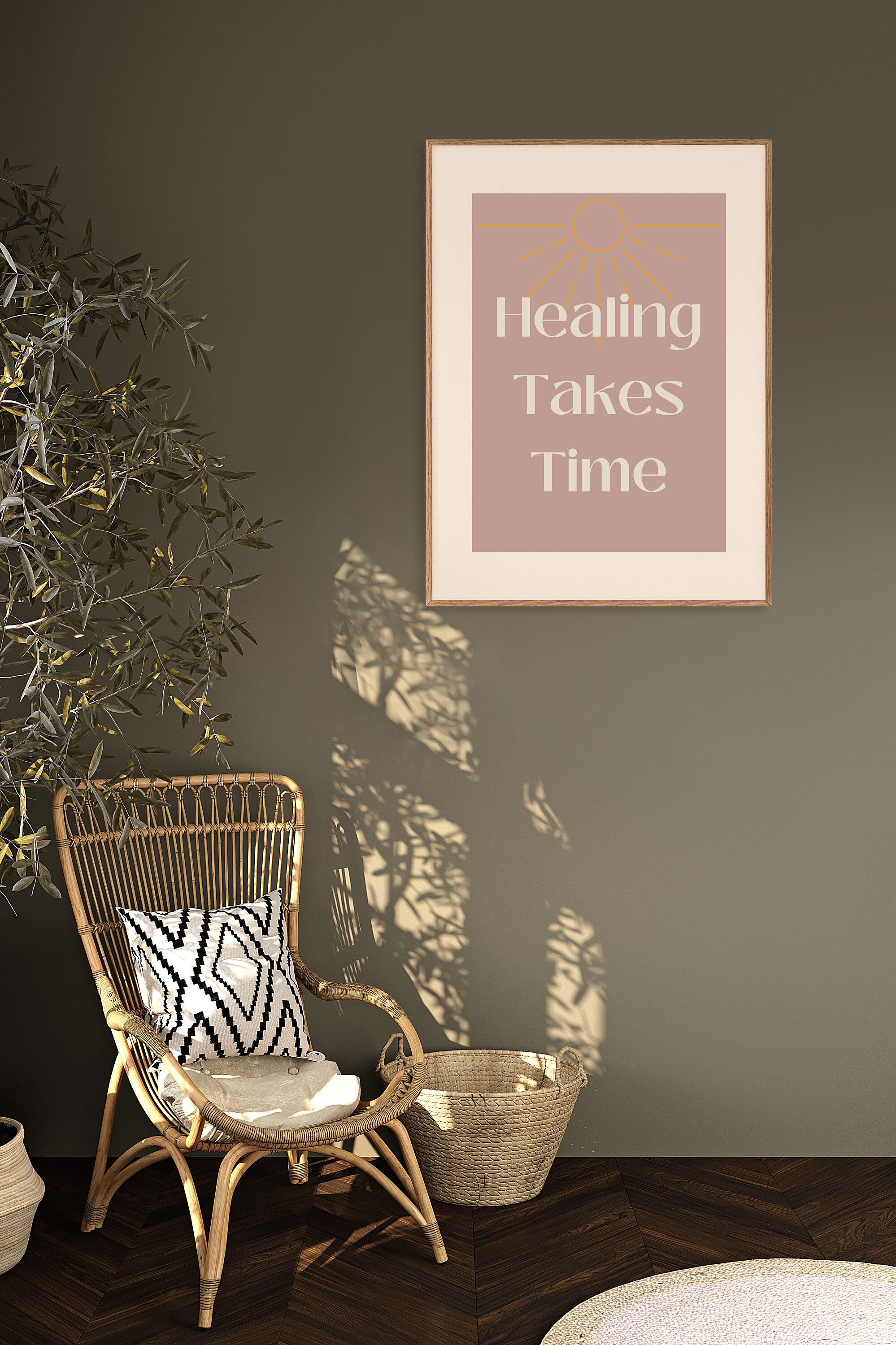 Therapist Office Decor Printable Art Poster, Healing Takes Time Quote ...