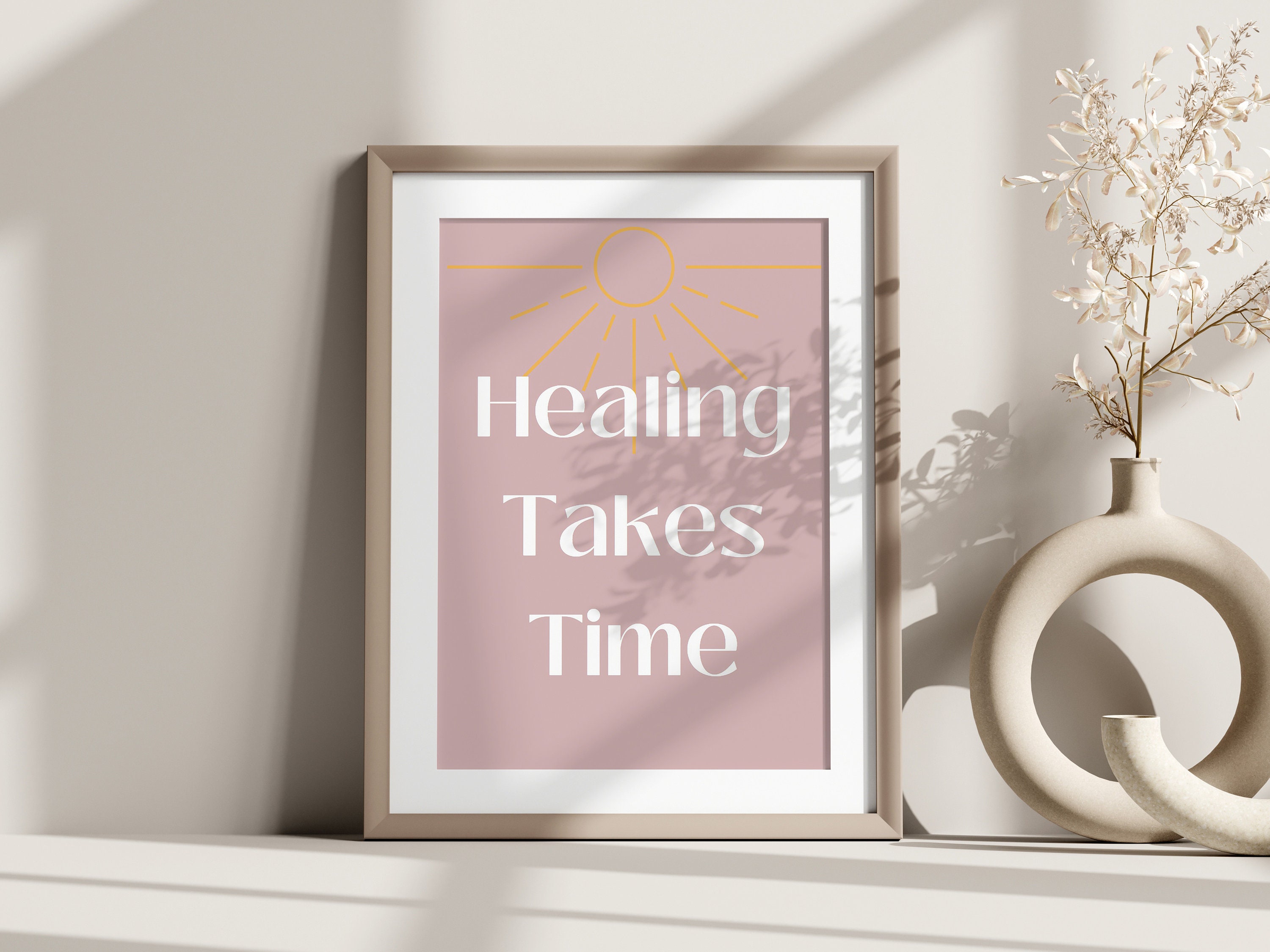 Therapist Office Decor Printable Art Poster, Healing Takes Time Quote ...