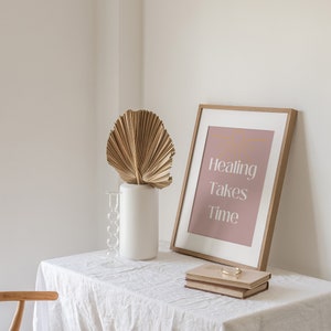 Therapist Office Decor Printable Art Poster, Healing Takes Time Quote ...
