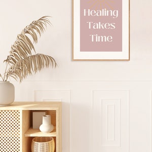 Therapist Office Decor Printable Art Poster, Healing Takes Time Quote ...