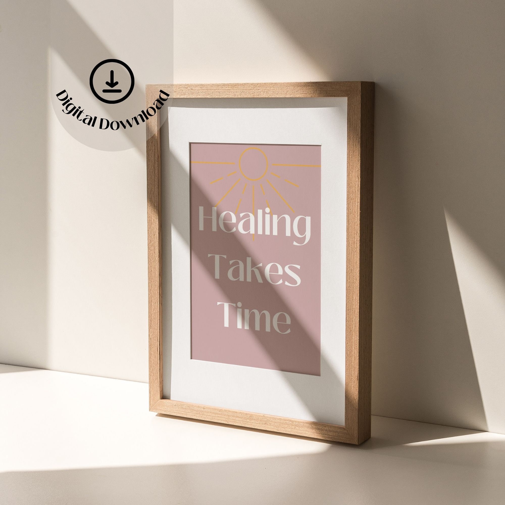 Therapist Office Decor Printable Art Poster, Healing Takes Time Quote ...