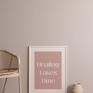 Therapist Office Decor Printable Art Poster, Healing Takes Time Quote ...