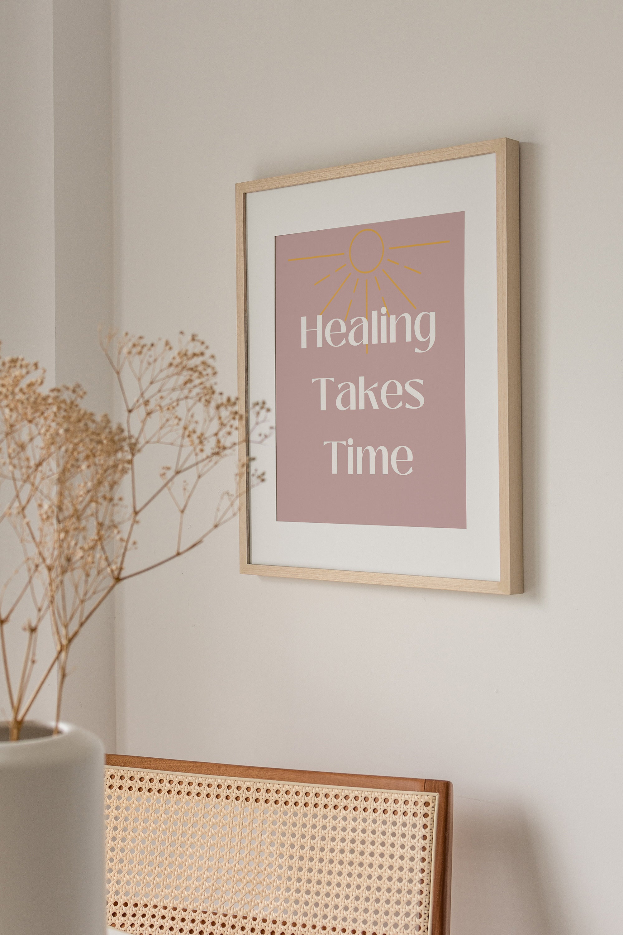 Therapist Office Decor Printable Art Poster, Healing Takes Time Quote ...