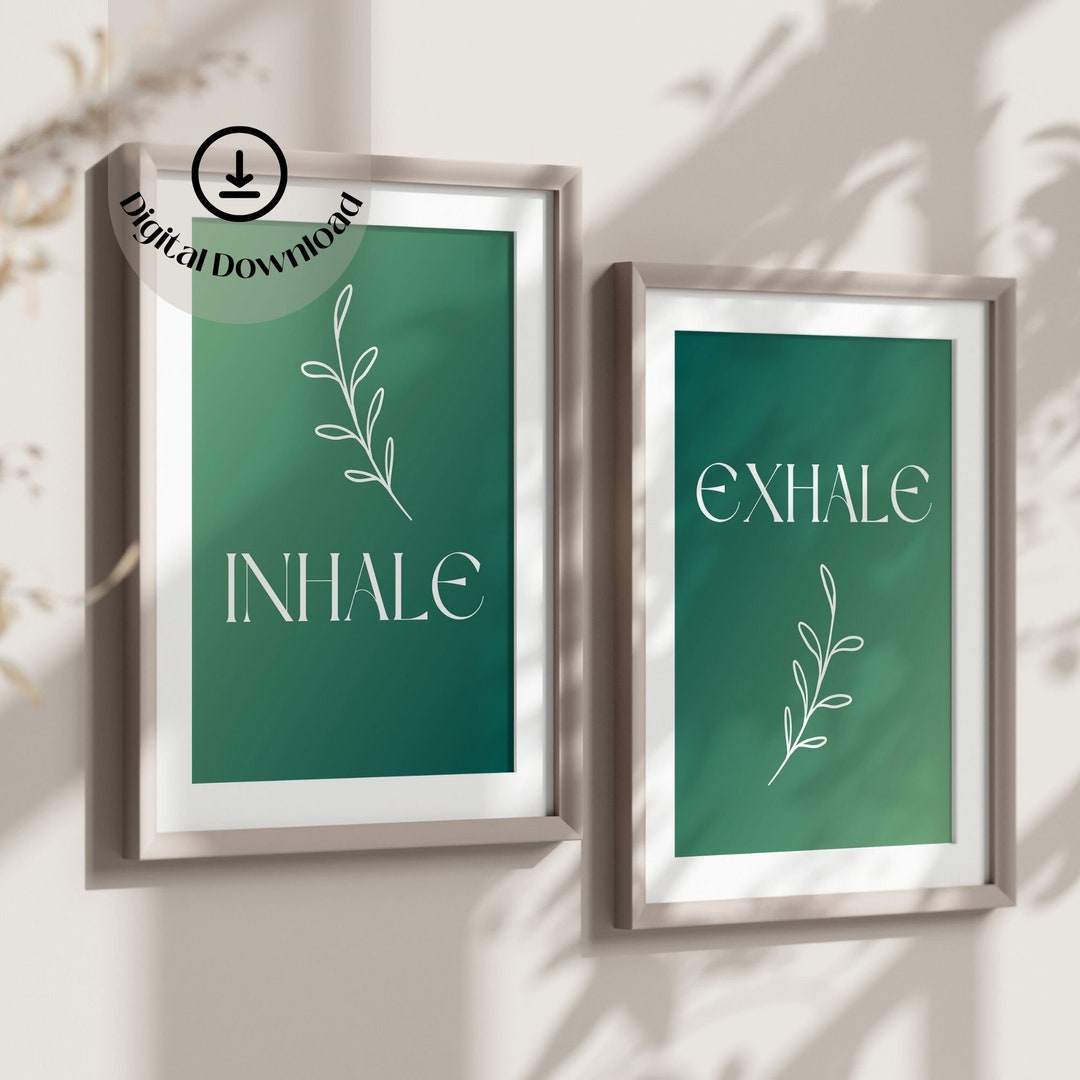 Therapy Posters, Inhale and Exhale, Set of 2 Prints, Digital Art ...