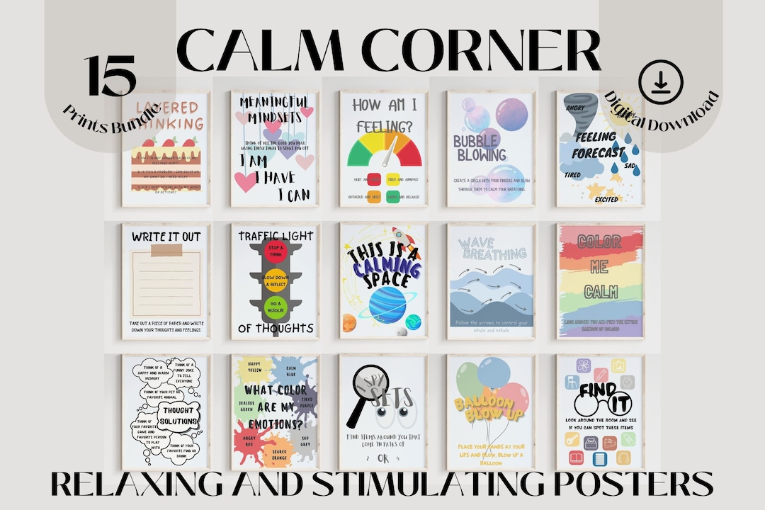 Calm Corner Classroom Bundle Calm Down Printable Decor Safe Space ...