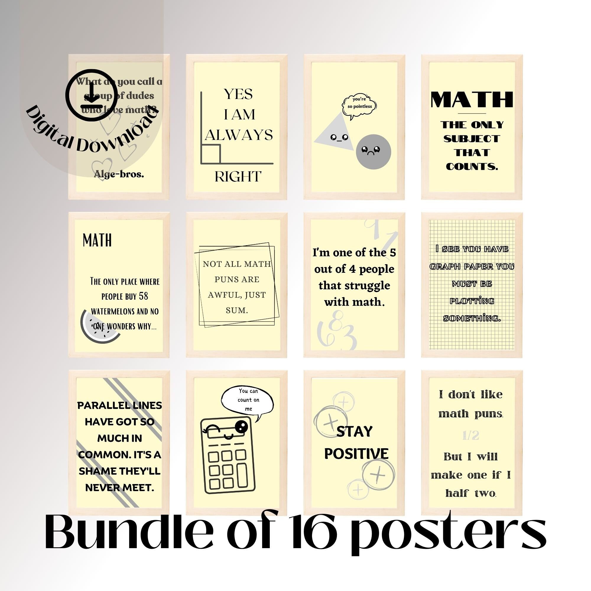 Math Classroom Posters Math Bulletin Board Decor Math Posters Math Puns ...