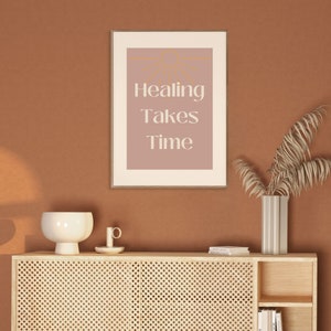Therapist Office Decor Printable Art Poster, Healing Takes Time Quote ...