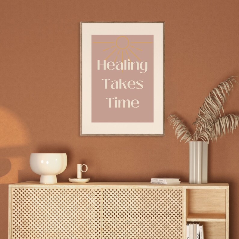 Therapist Office Decor Printable Art Poster, Healing Takes Time Quote ...