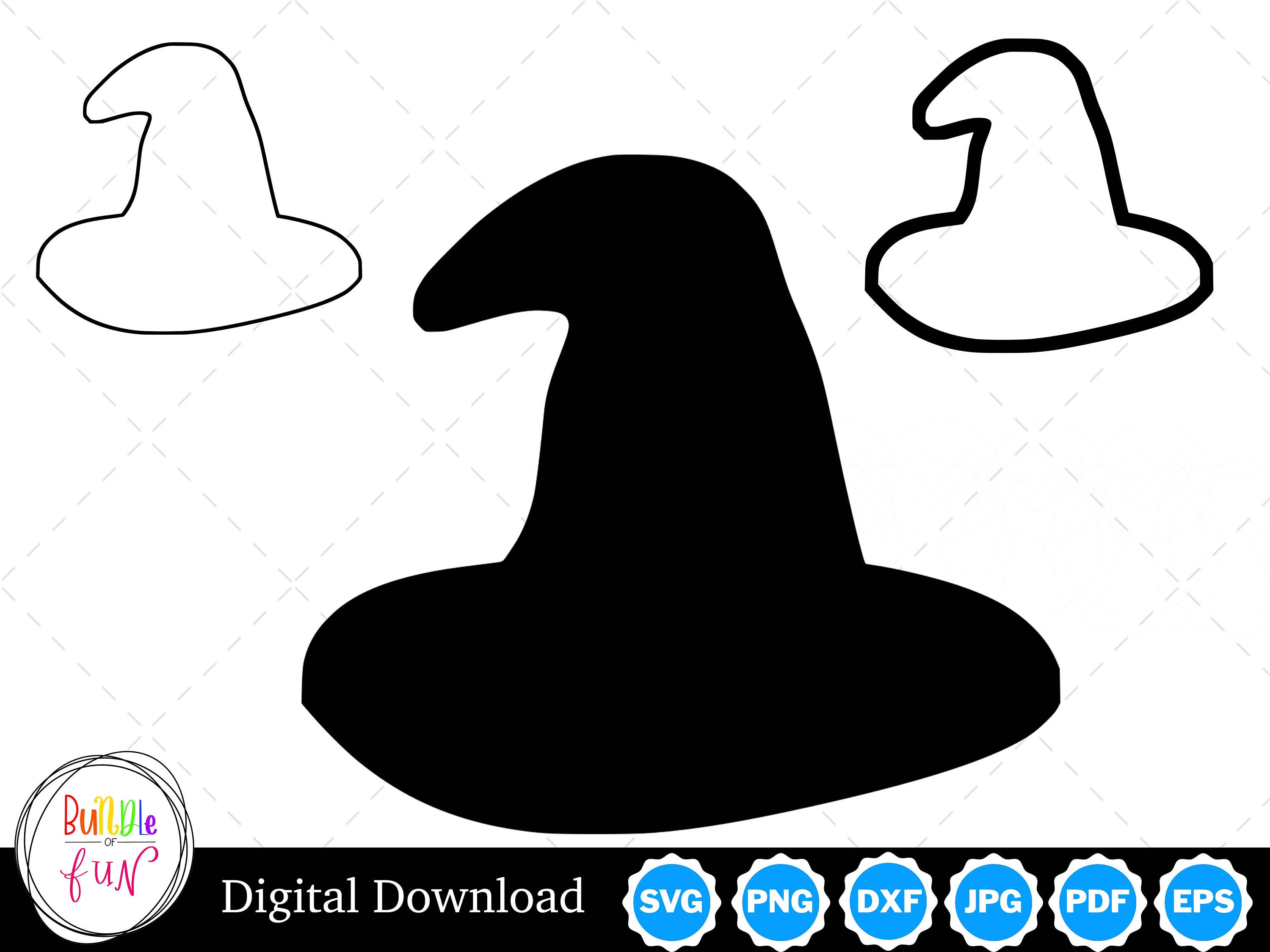 Witch Hat Silhouette With Two Outlines | Witch Hat SVG Witch Hat ...