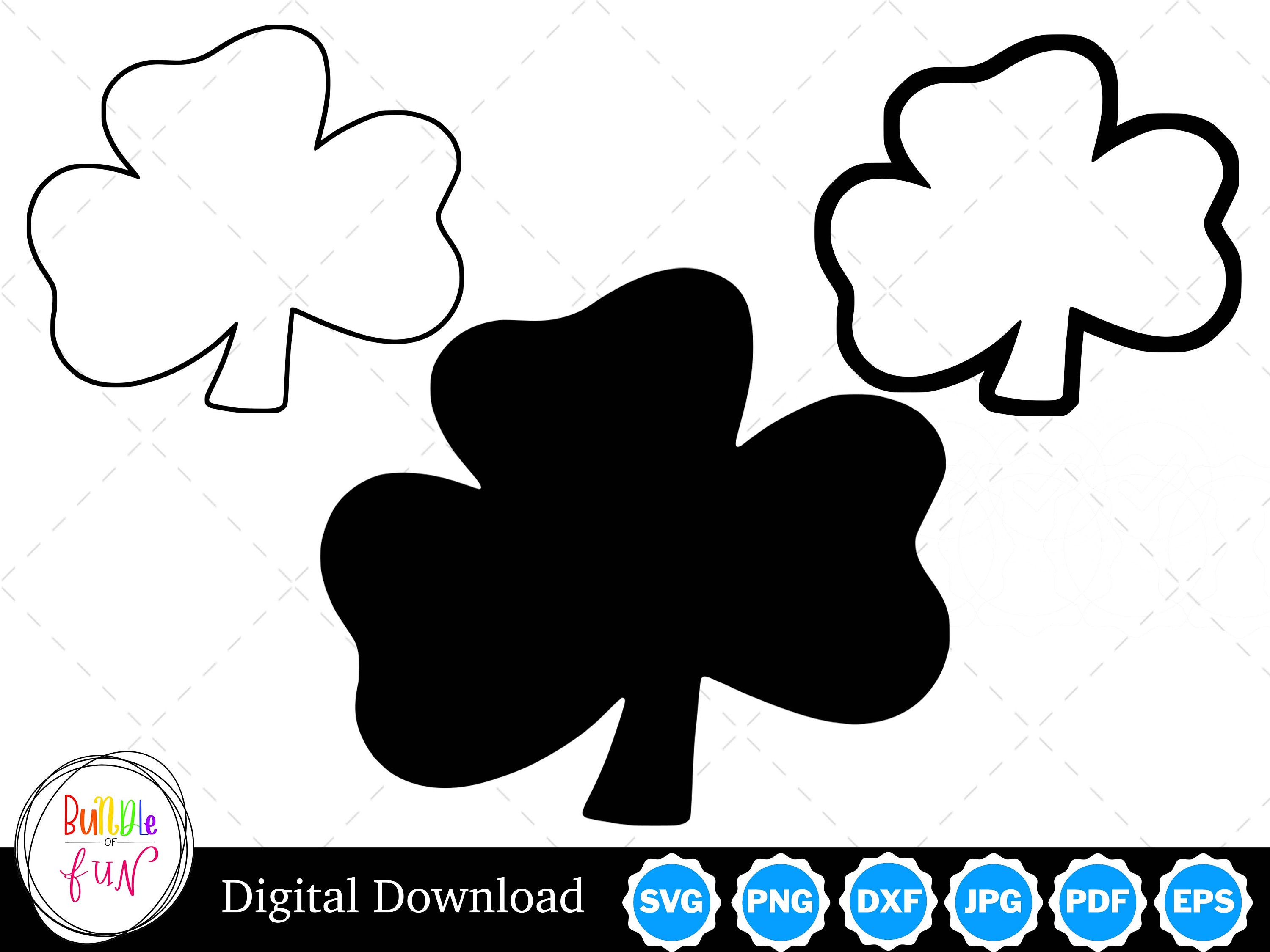 Shamrock Silhouette With Two Outlines | Shamrock SVG Shamrock Outline ...