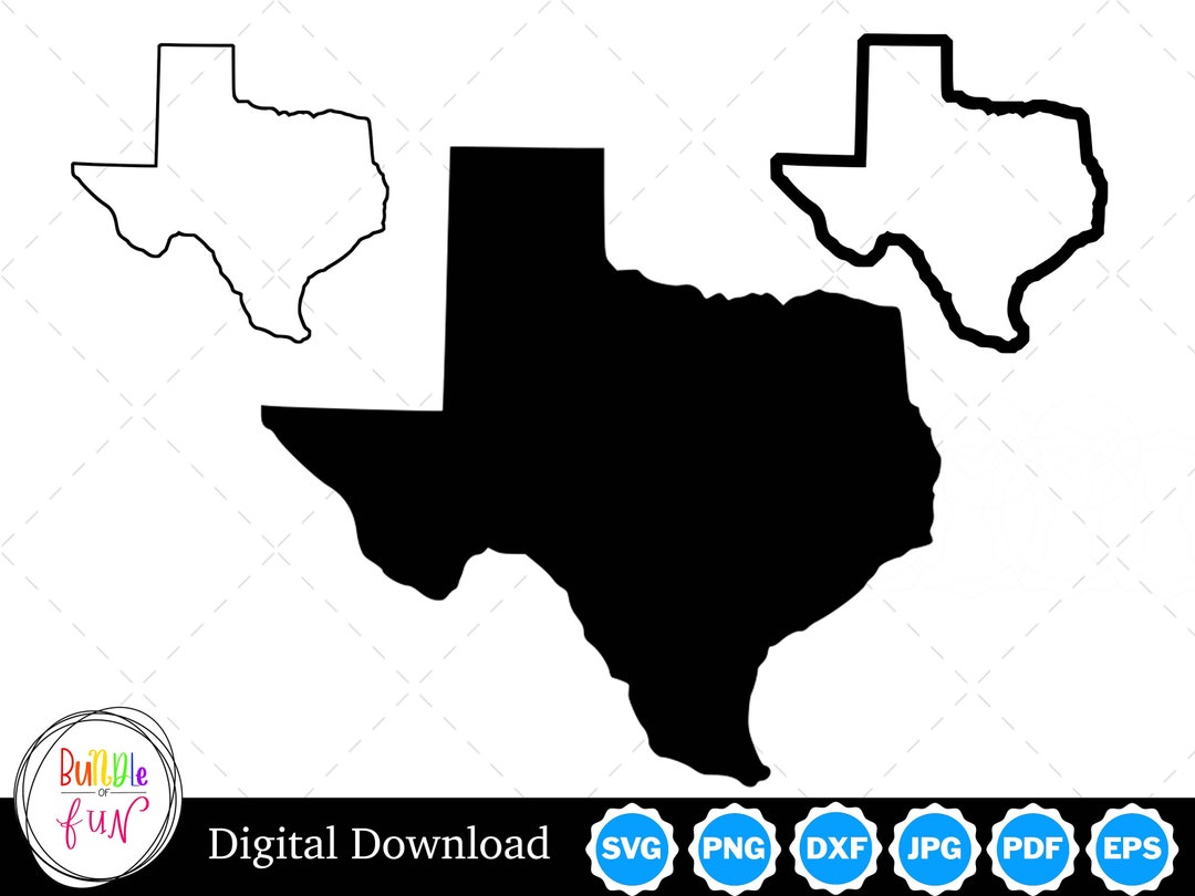 Texas State Silhouette With Two Outlines | Texas State SVG Texas SVG ...