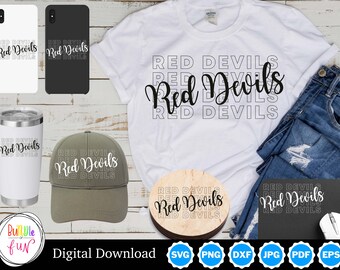 Red Devils Png Distressed Retro Vintage Letters Files Red - Etsy