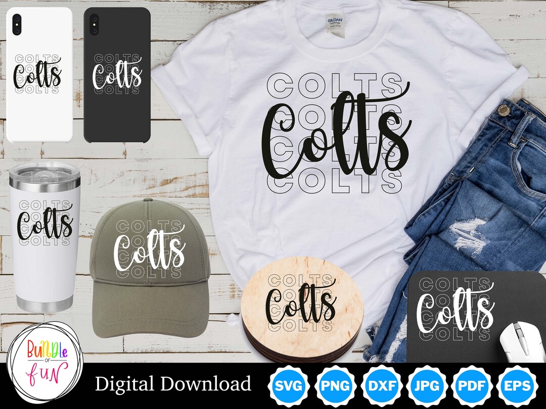 Colts Team Design, Team Apparel, Includes Black and White Lettering ...