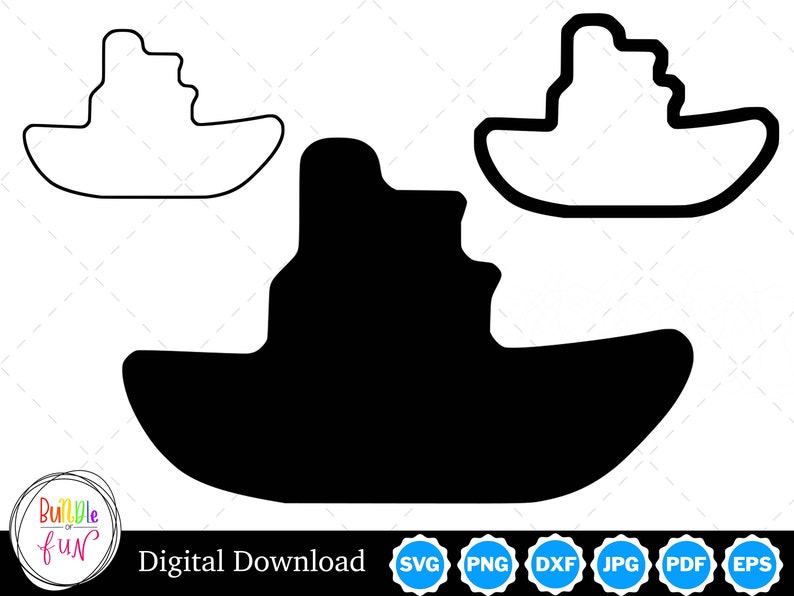 Boat Silhouette With Two Outlines | Boat SVG Boat Outline SVG | Boat ...