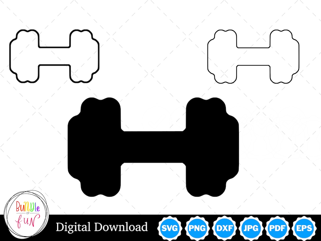 Dumbbell Silhouette With Two Outlines | Dumbbell SVG Dumbbell Outline ...
