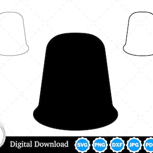 Thimble Silhouette With Two Outlines | Thimble SVG Thimble Outline SVG ...