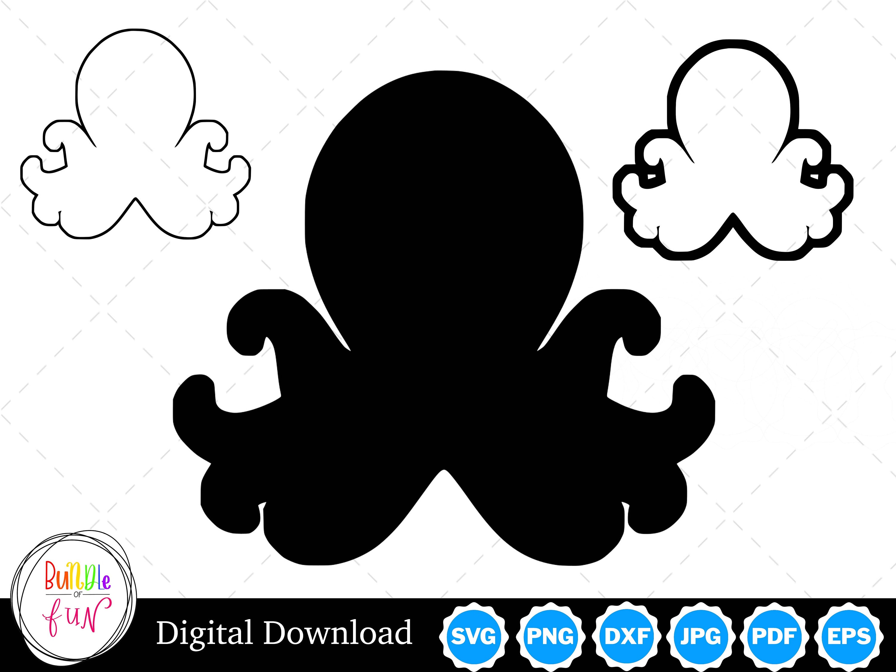 Octopus Silhouette With Two Outlines | Octopus SVG Octopus Outline SVG ...