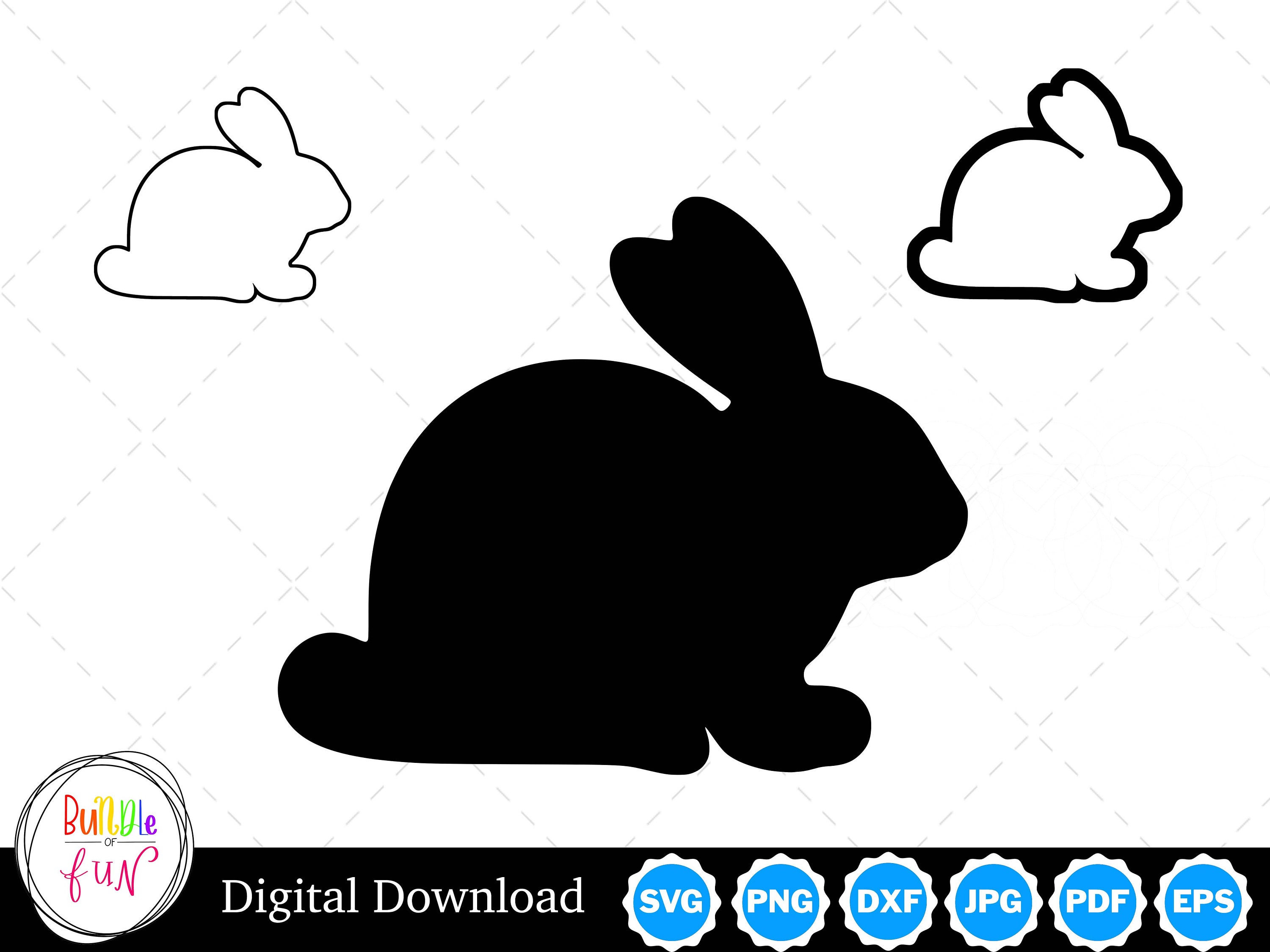 Bunny Rabbit Silhouette With Two Outlines | Bunny SVG Rabbit SVG ...