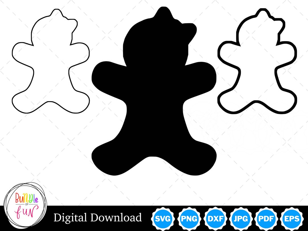 Gingerbread Woman Silhouette With Two Outlines | Gingerbread Woman SVG ...