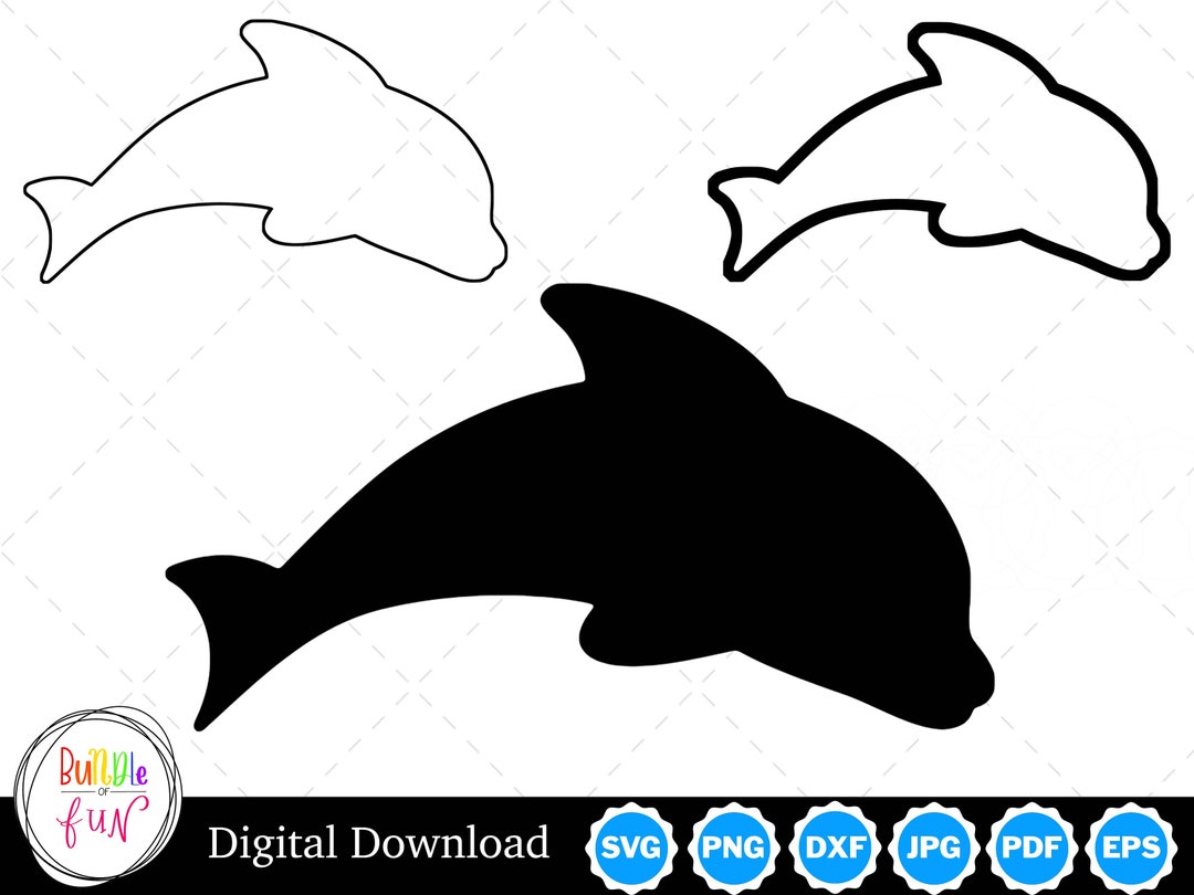 Delphin-Silhouette mit zwei Umrissen | Delphin SVG | Delfin-Schnittdateien - Etsy.de