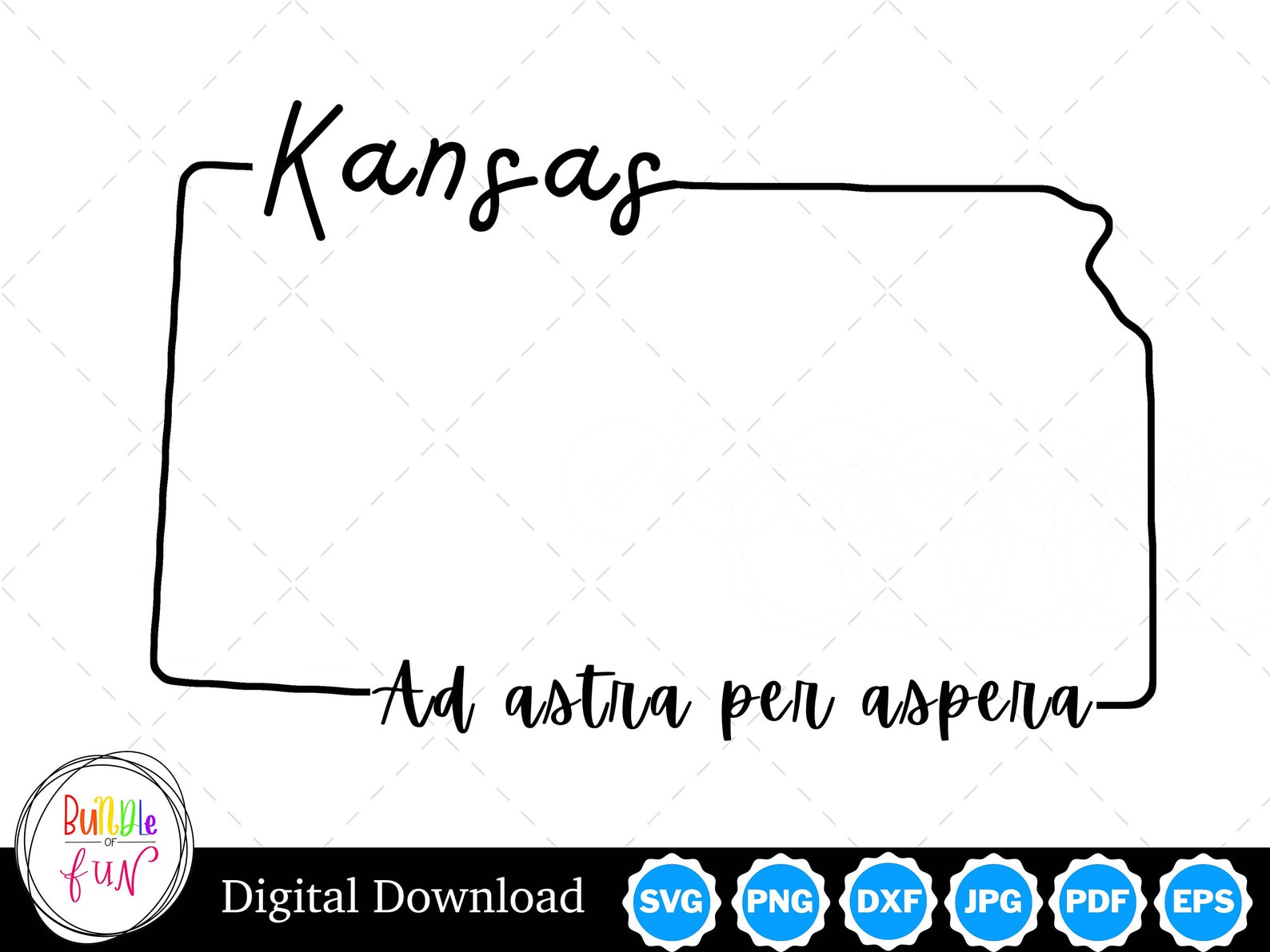 State of Kansas Outline Design, Kansas PNG, Kansas SVG, Kansas Cut ...