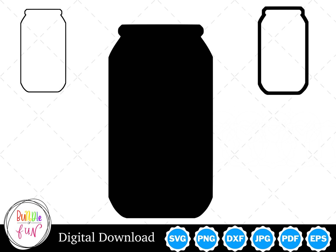 Beer Can Silhouette With Two Outlines | Beer Can SVG Beer Can Outline ...