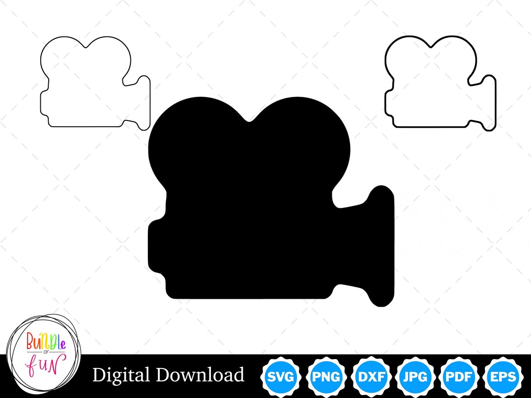 Movie Camera Silhouette With Two Outlines | Movie Camera SVG Movie ...
