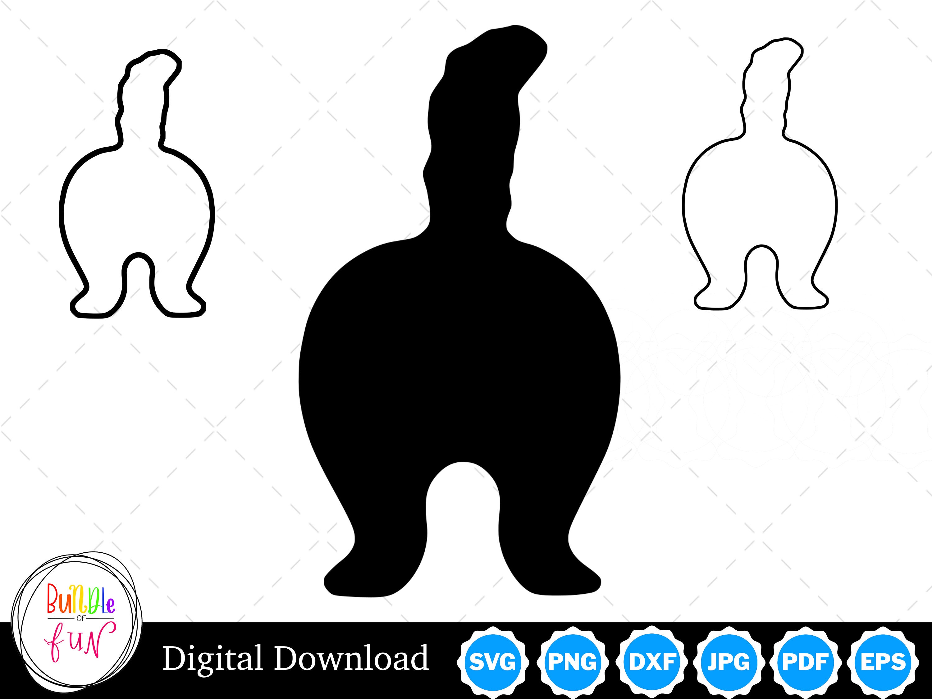 Cat Butt Silhouette With Two Outlines | Cat Butt SVG Cat Butt Outline SVG | Cat Butt Cut Files ...
