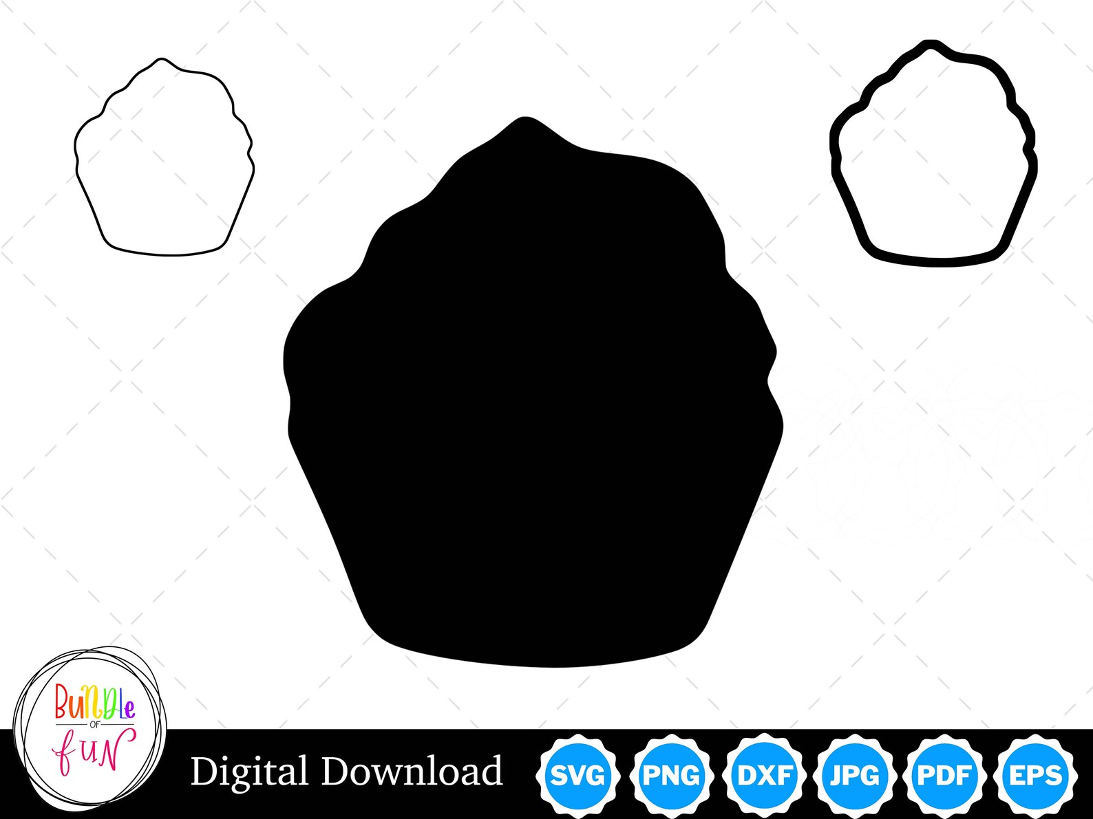 Cupcake Silhouette With Two Outlines | Cupcake SVG Cupcake Outline SVG ...
