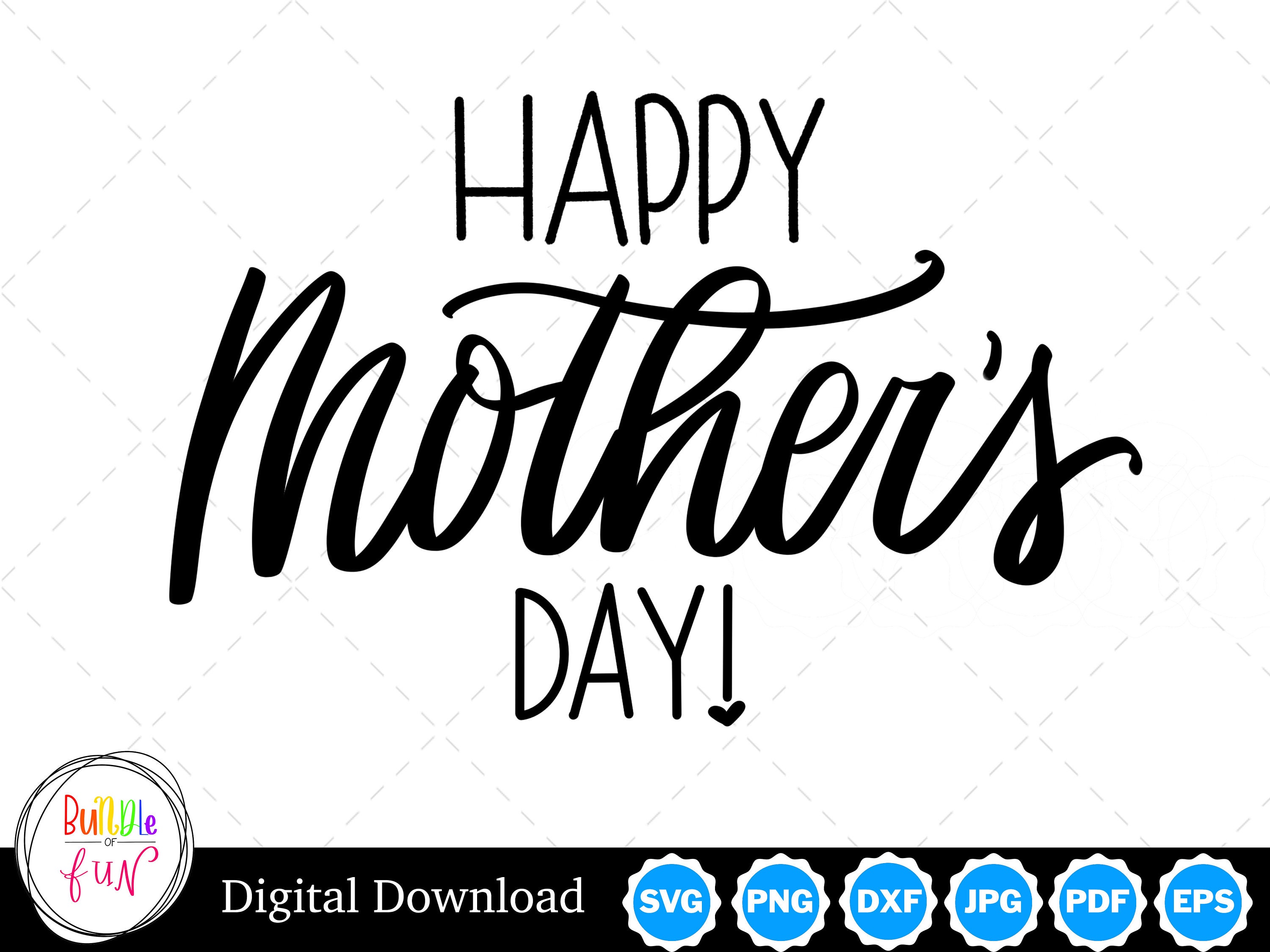 Cursive Script Happy Mother's Day Handwritten Vector Image Cut Files ...