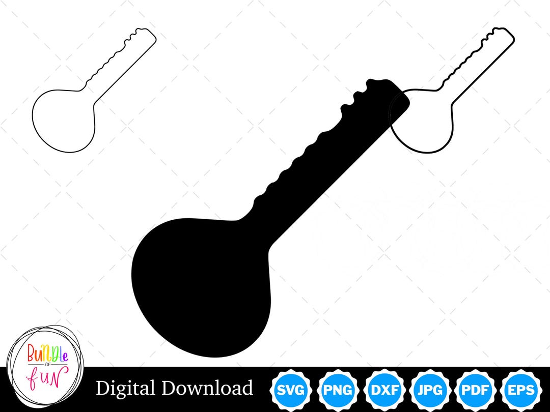 Sitar Musical Instrument Silhouette With Two Outlines | Sitar SVG Sitar ...