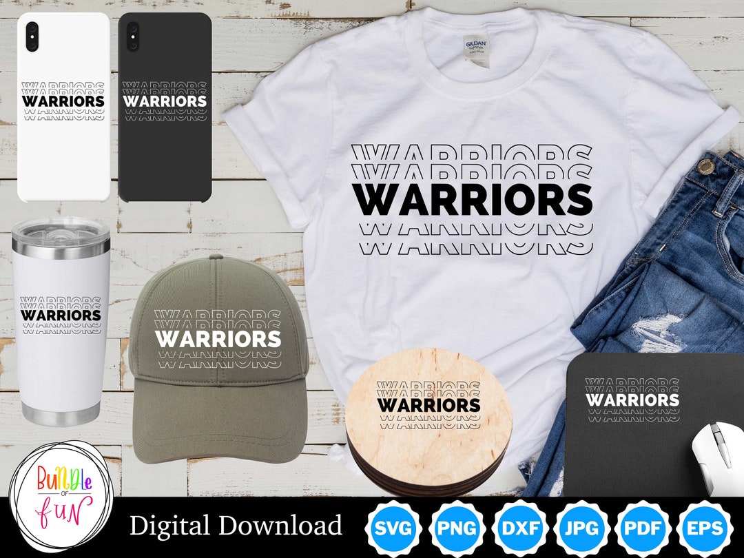 Warriors Team Design, Team Apparel, Includes Black and White Lettering ...