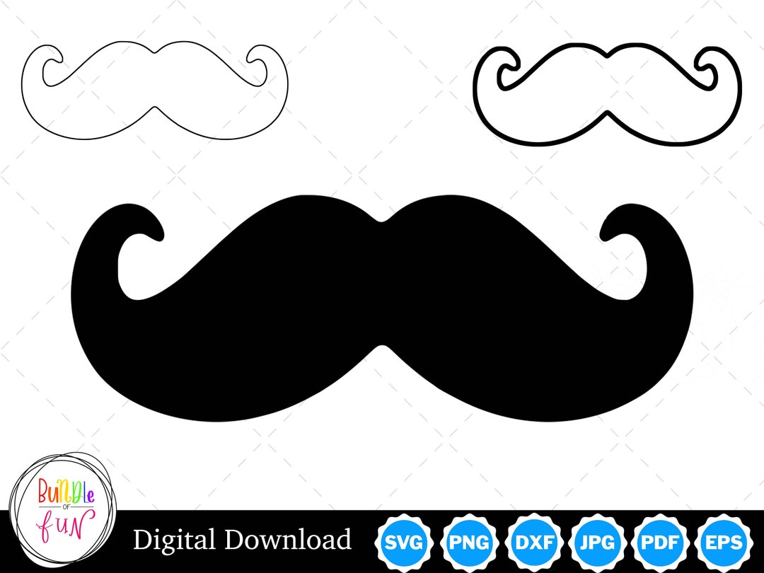 Silueta de bigote con dos contornos / Bigote SVG / Archivos de corte de ...