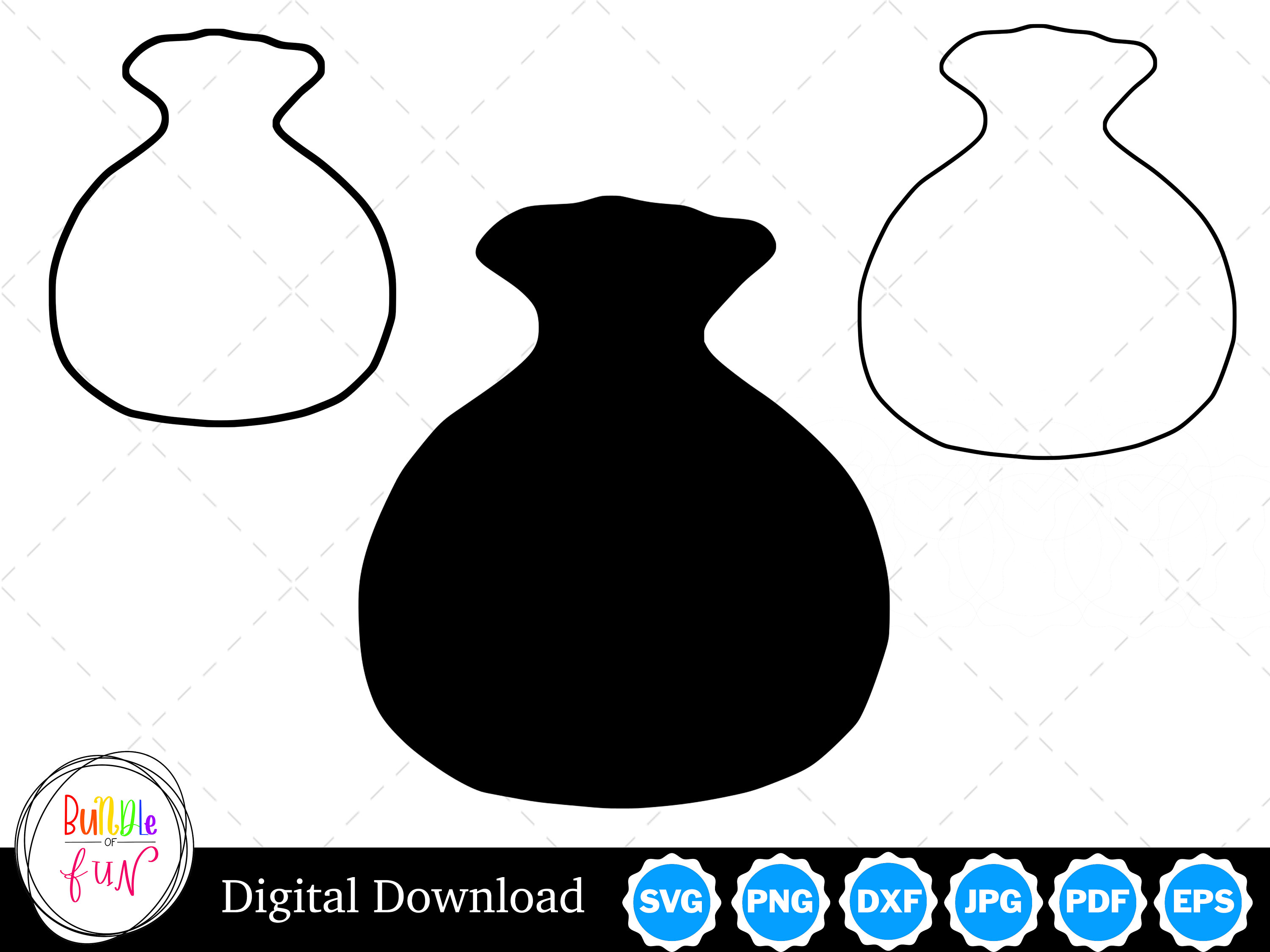 Santa Bag Silhouette With Two Outlines | Santa Bag SVG Santa Bag ...