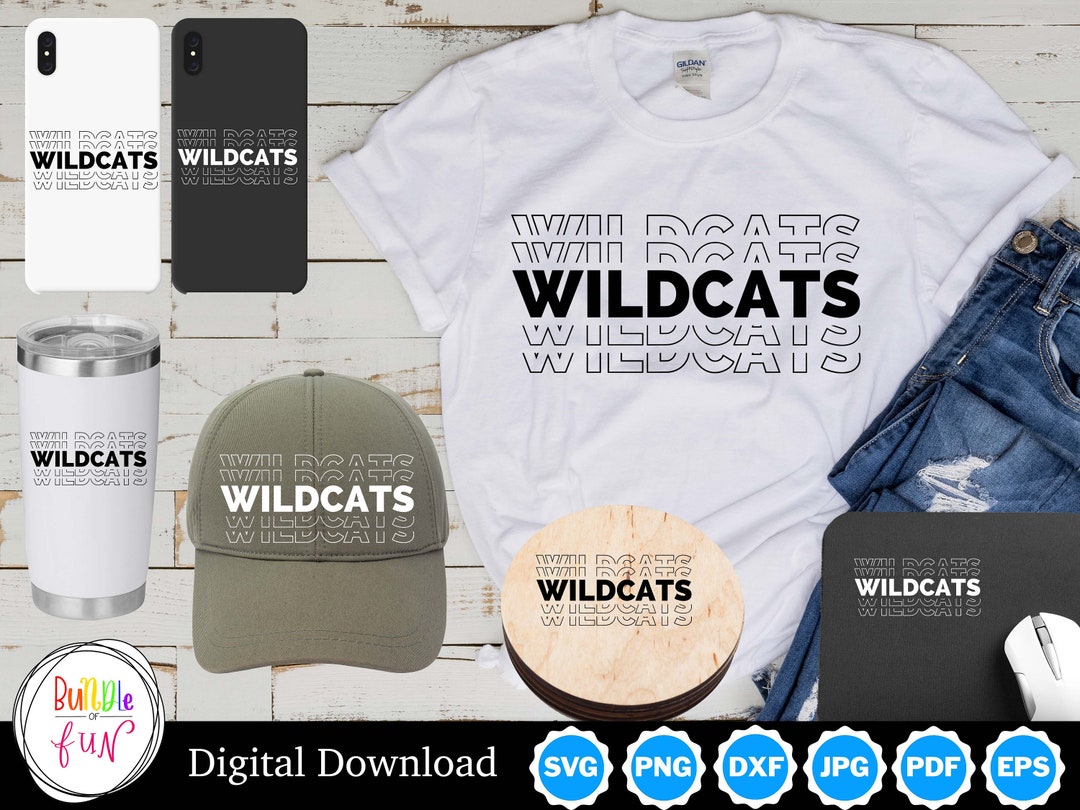 Wildcats Team Design, Team Apparel, Includes Black and White Lettering ...