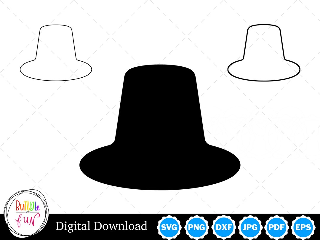 Pilgrim Hat Silhouette With Two Outlines | Pilgrim Hat SVG Pilgrim Hat ...